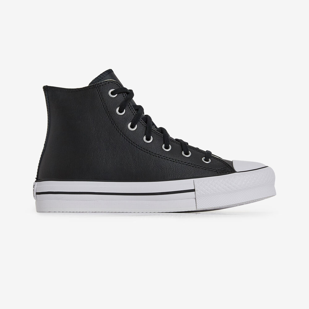 CONVERSE CHUCK TAYLOR ALL STAR EVA LIFT HI LEATHE NOIR/BLANC - CORDONES ...